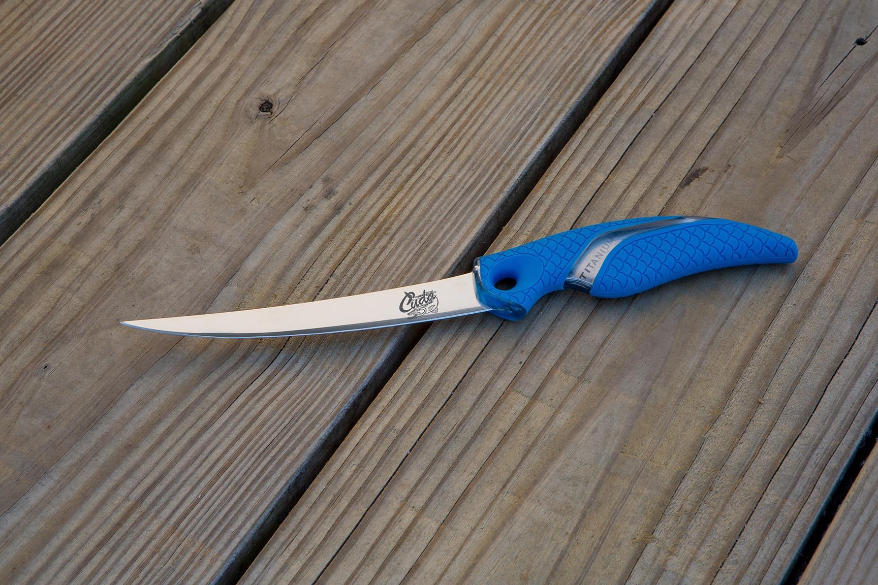 Cuda 6-Inch Titanium Bonded Curved Boning Knife, Blue