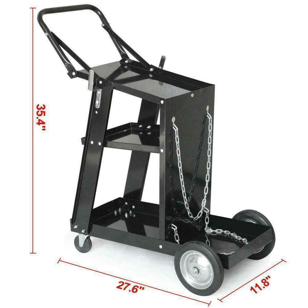 HAOCHUAN Black Portable Welder Welding Cart Plasma Cutter MIG TIG ARC Storage Tanks