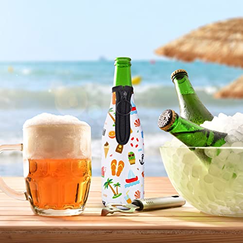 Sublimation Blanks Beer Bottle Insulator Sleeve, 12 Pack 12oz Standard Beer Bottle Cooler Covers Zip-up Bottle Jackets Personalized Sublimation Neoprene Sleeves for Summer Pool Beach Party Favors