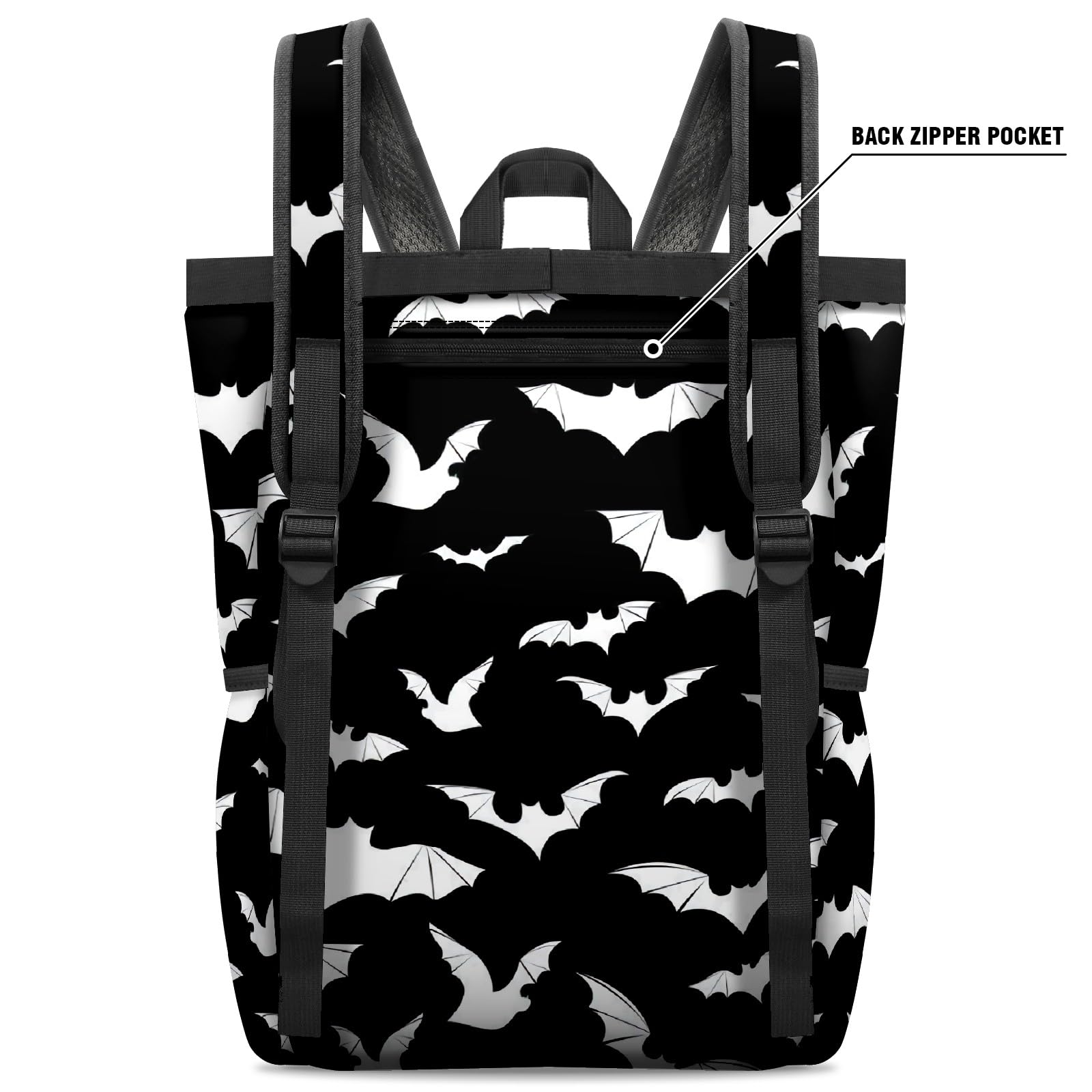 Counullo Halloween Bat Backpack for Women Man Black Travel Tote Backpack Airline Approved Personal Item Travel Bag for Work College Teacher Work Halloween Decor