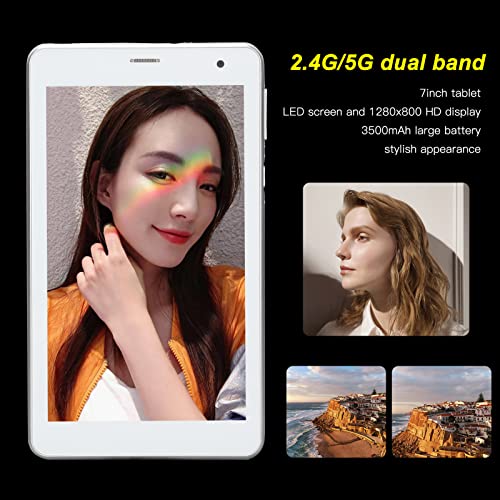 Cuifati 7 Inch Tablet PC, 2G RAM 32G ROM, HD Display, 5G WiFi Dual Band Dual Camera Tablet PC with Dual Card Slot, Support 128GTF Card, for Android 9.0(Blue)