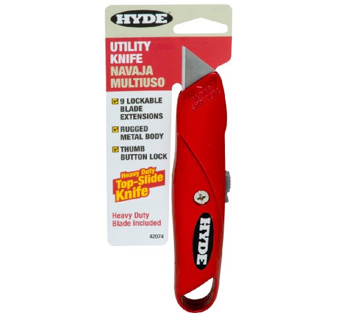 Hyde Tools 42074 Top Slide Utility Knife, Red (Mini Card Packaging)
