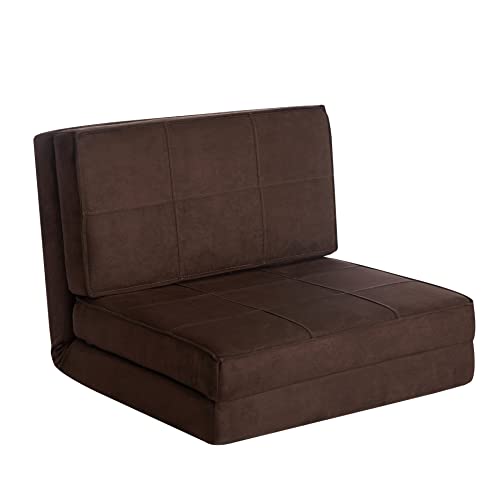 Urban Shop Ultra Suede Convertible Flip Chair, L28.5 x W29.53 x H23.0, Brown