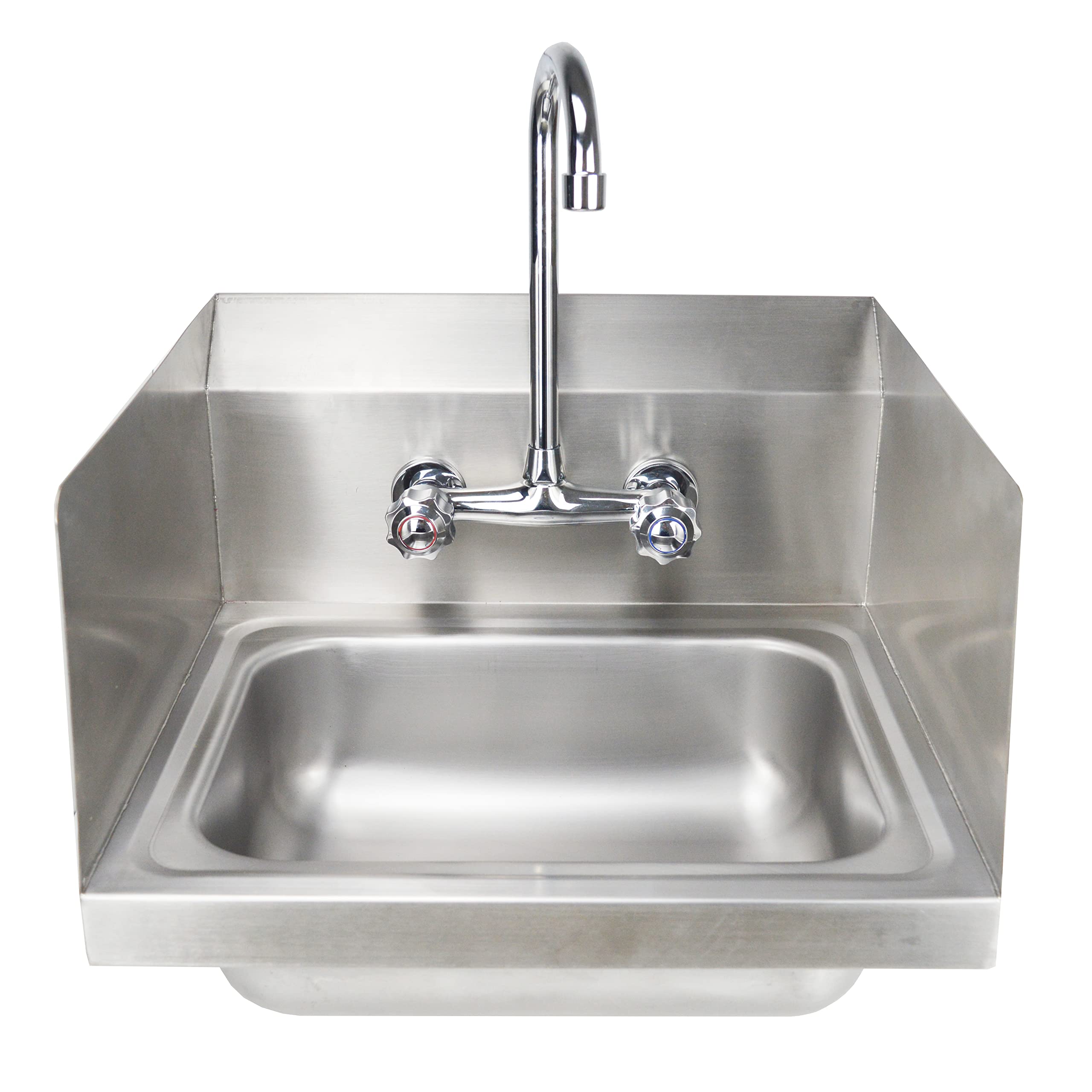 ERUPTA 304# Stainless steel with splash-proof baffle basin Commercial Wall Mount Hand Sink 17'' x 15'' for Public places, restaurants, schools, kitchens and homes