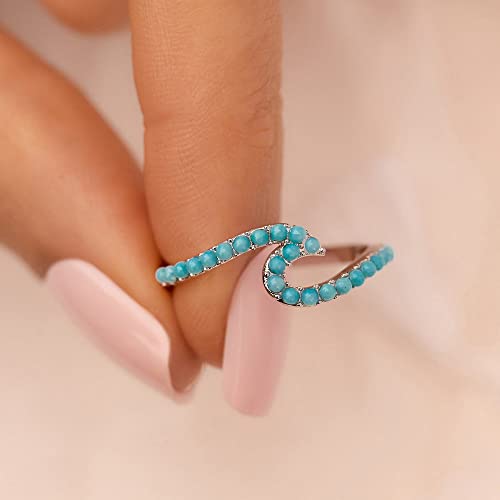 Pura Vida Silver-Plated Neon Wave Bead Stackable Ring - Brass Base, Stylish Design - Size 8