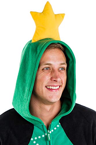 Tipsy Elves Men's Christmas Game Cozy Jumpsuit - Cozy Christmas Tree Onesie w/Velcro Balls : XL