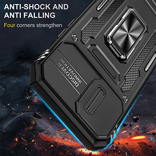 FRLMOOES for iPhone 11 Pro Case with 2 Glass Screen Protector,iPhone 11Pro Kickstand Case with Slide Camera Cover& 360°Magnetic Ring Shockproof Military Grade Drop Heavy Duty Protection Men 5.8‘’black
