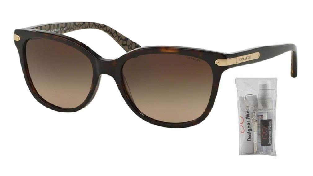Coach HC8132 529113 57M Dark Tortoise/Military/Dark Brown Gradient Cat Eye Sunglasses For Women+ BUNDLE With Designer iWear Eyewear Kit