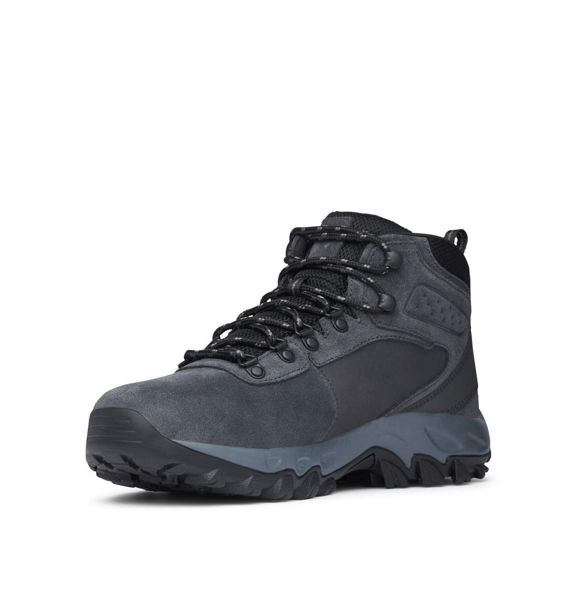 Columbia Men's Newton Ridge Plus II Suede Waterproof Boot, Breathable with High-Traction Grip, shark/black,12