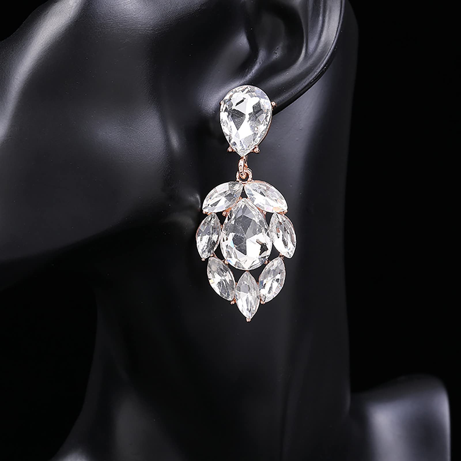 Fashion Earrings Stainless Steel Round Earrings Women Creative Earrings Diamond Dangling Crystal (Silver, One Size)