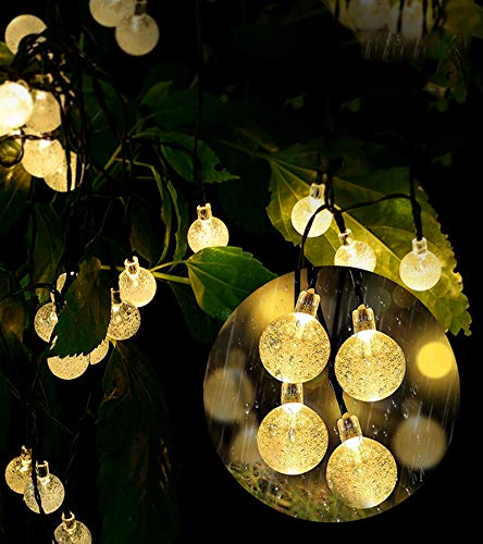Solar String Lights Outdoor Crystal Ball Waterproof Globe String Lights 31ft 50LED Solar Powered Fairy Lighting for Garden Home Landscape Holiday Decorations (warm white) (warm white)