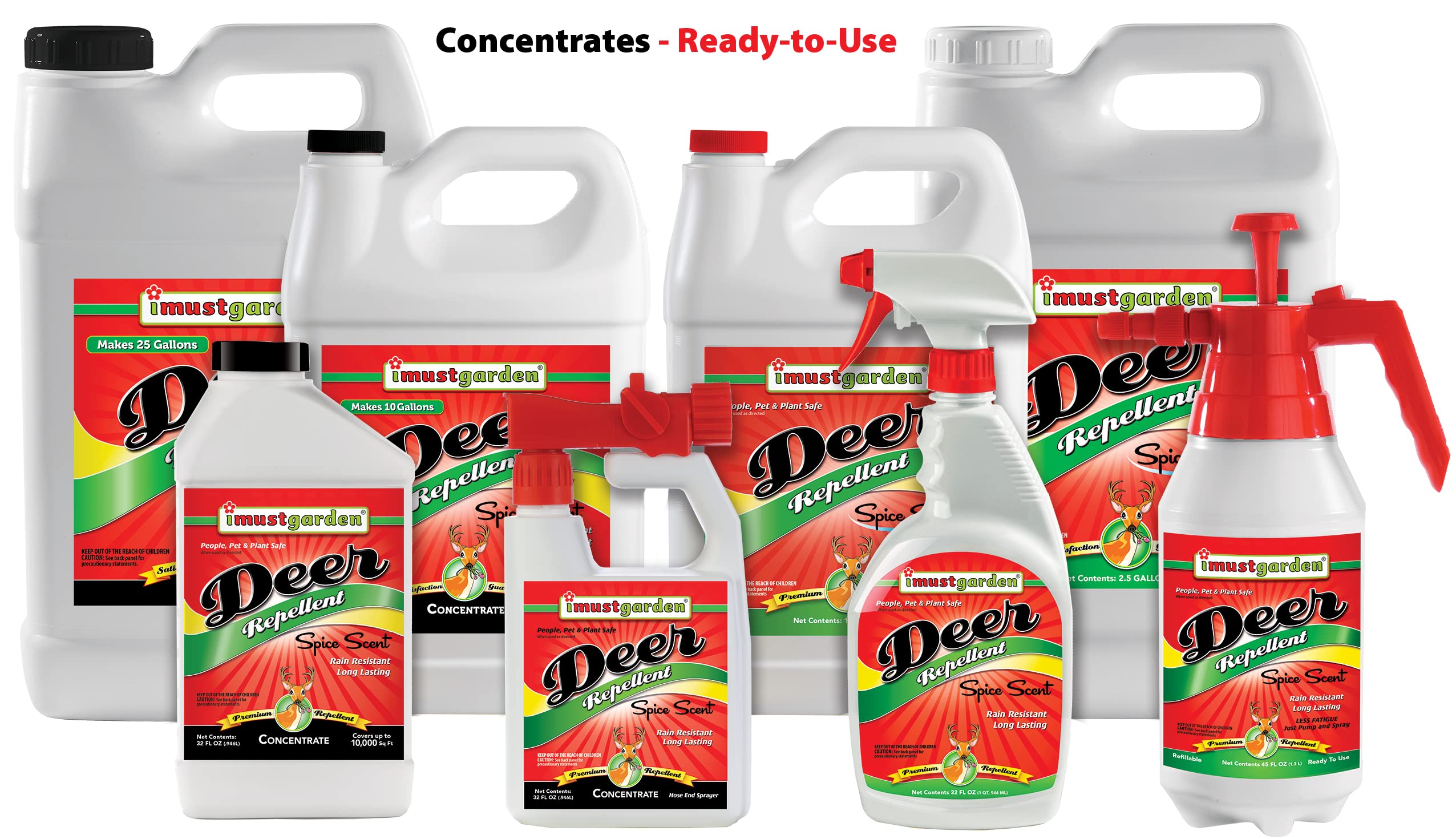 I Must Garden Deer Repellent Hose-End Concentrate: Spice Scent Deer Spray for Gardens, Plants, and Trees β 32oz Covers 10,000 sq. ft.