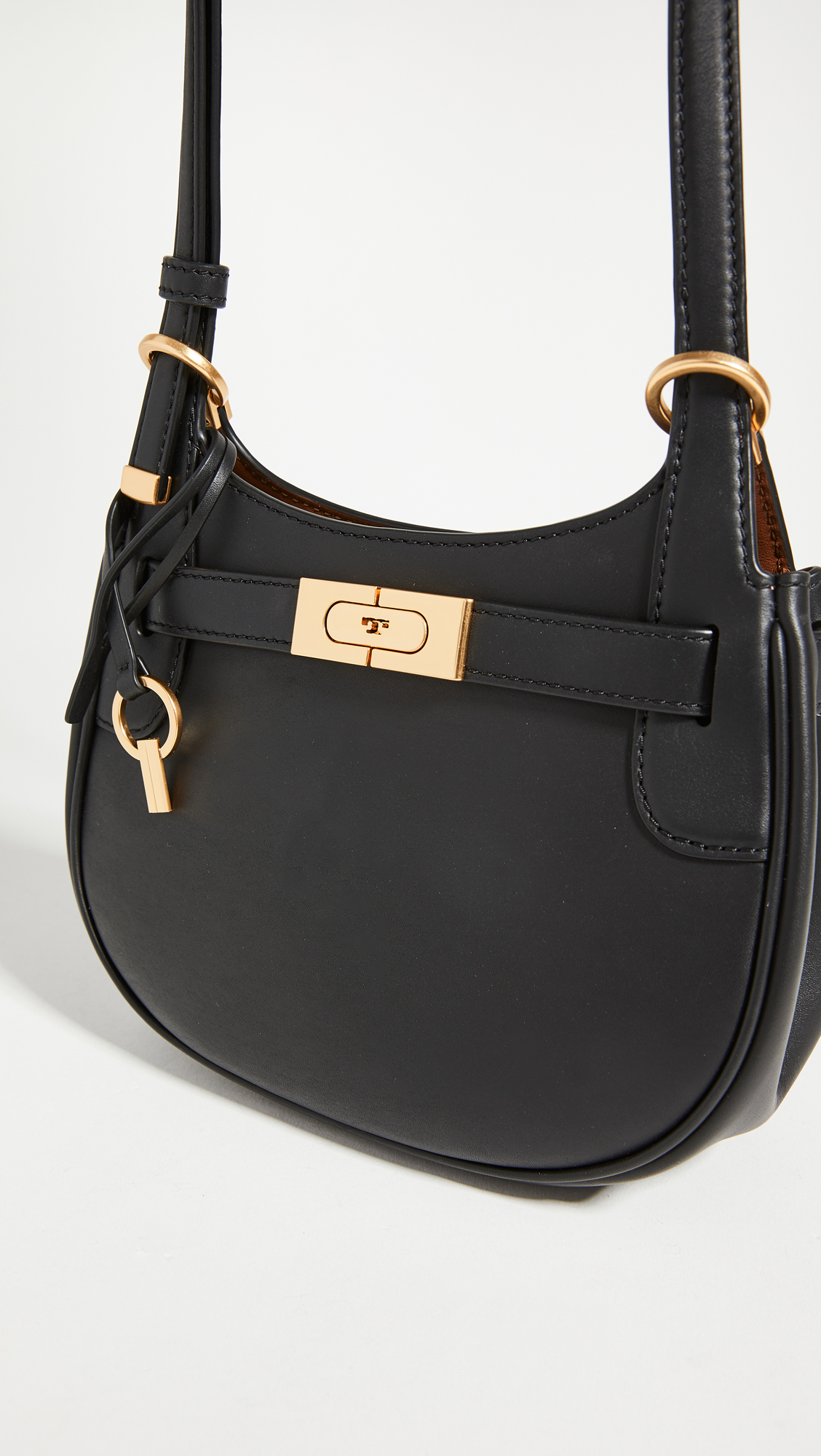 Tory Burch Women's Lee Radziwill Small Saddlebag, Black, One Size