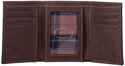 Columbia Men's RFID Genuine Leather Trifold Wallet With ID Window, Credit Card Pockets