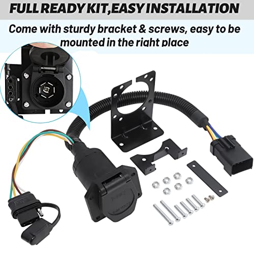 MECMO 42145 Multi-Tow 7 Way Blade and 4 Way Flat Trailer Wiring Adapter Connector for 2000-2009 Dodge Ram Dakota, 2000-2009 Jeep Grand Cherokee, 2000-2007 Durango 7:4 OE Replacement Harness 56038366AB