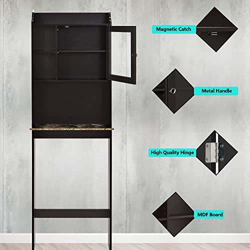 Henf Over The Toilet Storage Bathroom SpaceSaver Bathroom Storage Cabinet with Door and Adjustable Shelf Over Toilet Bathroom Organizer (Espresso)