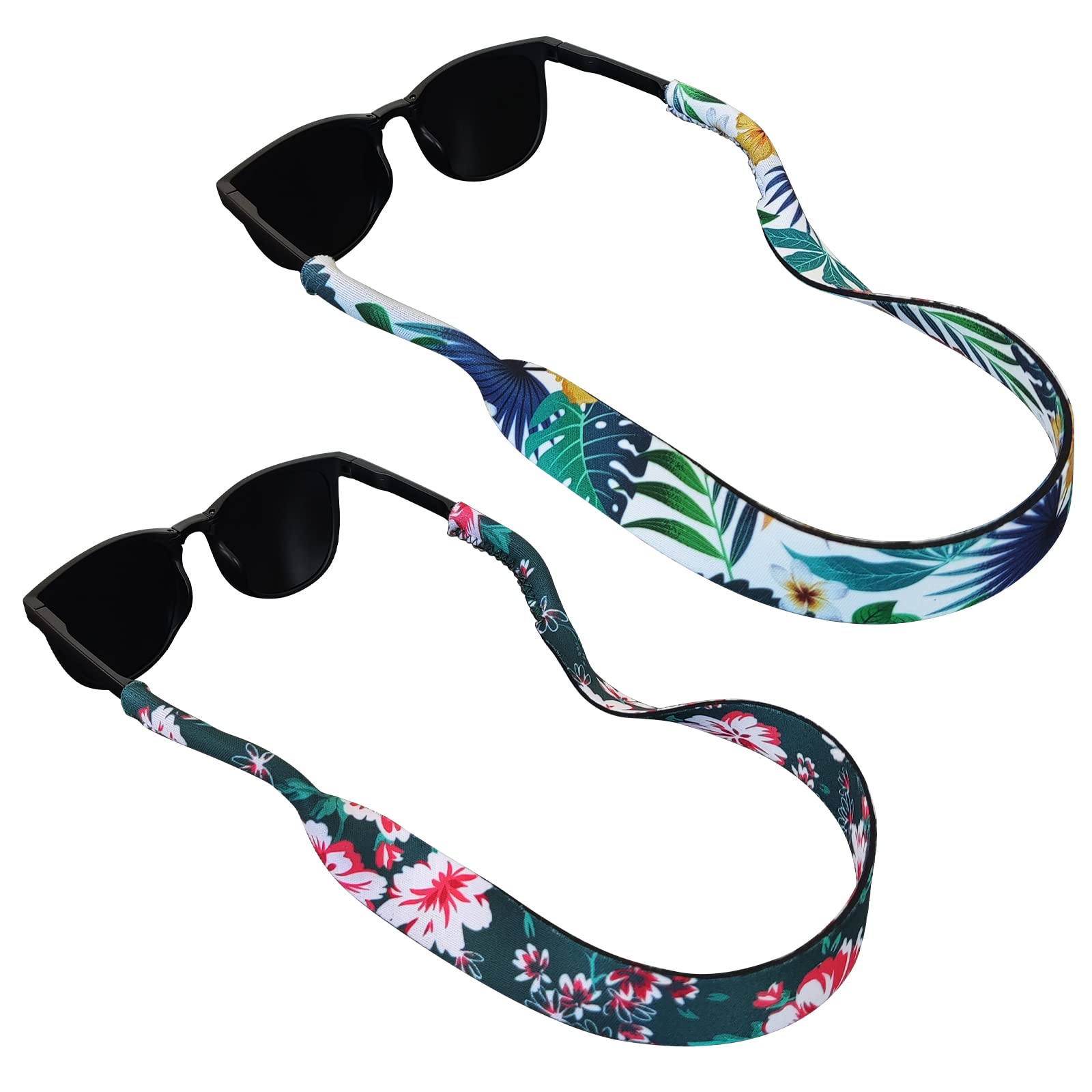 Floating Sunglass Strap, 2Pack Glasses Strap Eyewear Retainer, Neoprene Eyeglasses Straps Sunglass Holder for Men Women (Green)