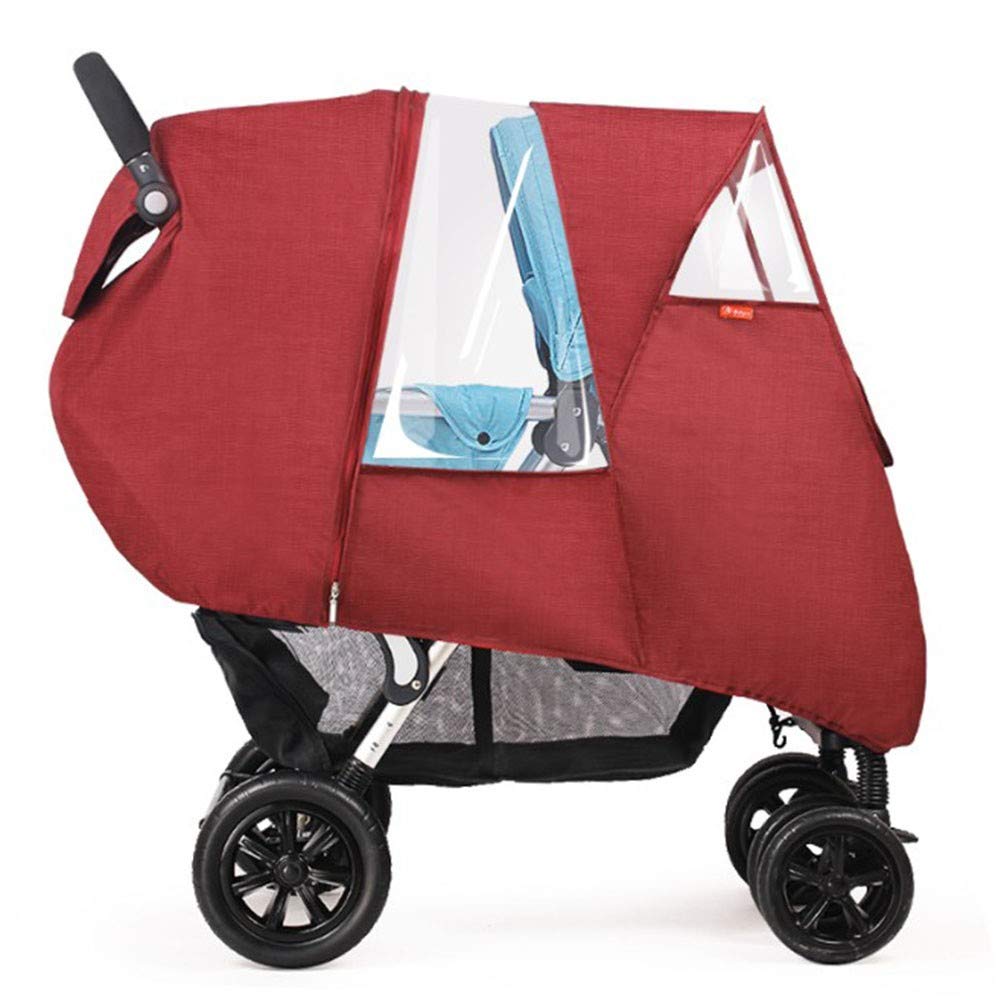 CTEGOOD Rain Cover for Double Stroller Tandem Stroller Weather Shield Universal Size Adjustable Elastic Band, Waterproof, Windproof for Baby Outdoor Protection