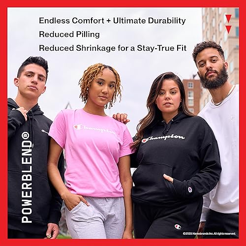 Champion Women's Hoodie, Powerblend, Fleece Hoodie, Sweatshirt for Women, Script (Reg. or Plus)