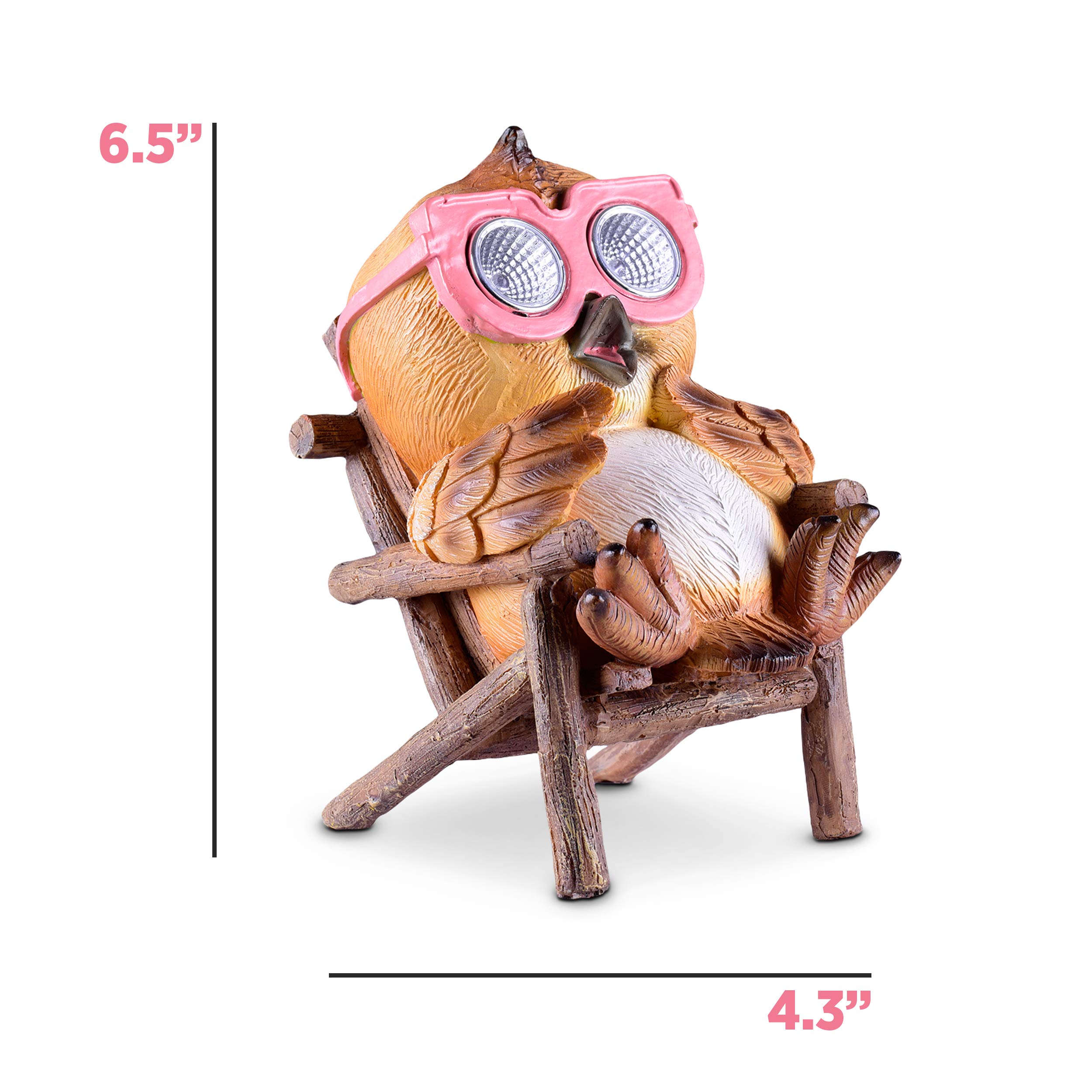 Solar Garden Decorations - Owl Figurine | Outdoor Yard Lawn Decor LED Figure | Light Up Decorative Statue Accents Patio or Deck | Weather Resistant | Great Housewarming Gift Idea (Brown - 1 Pack)
