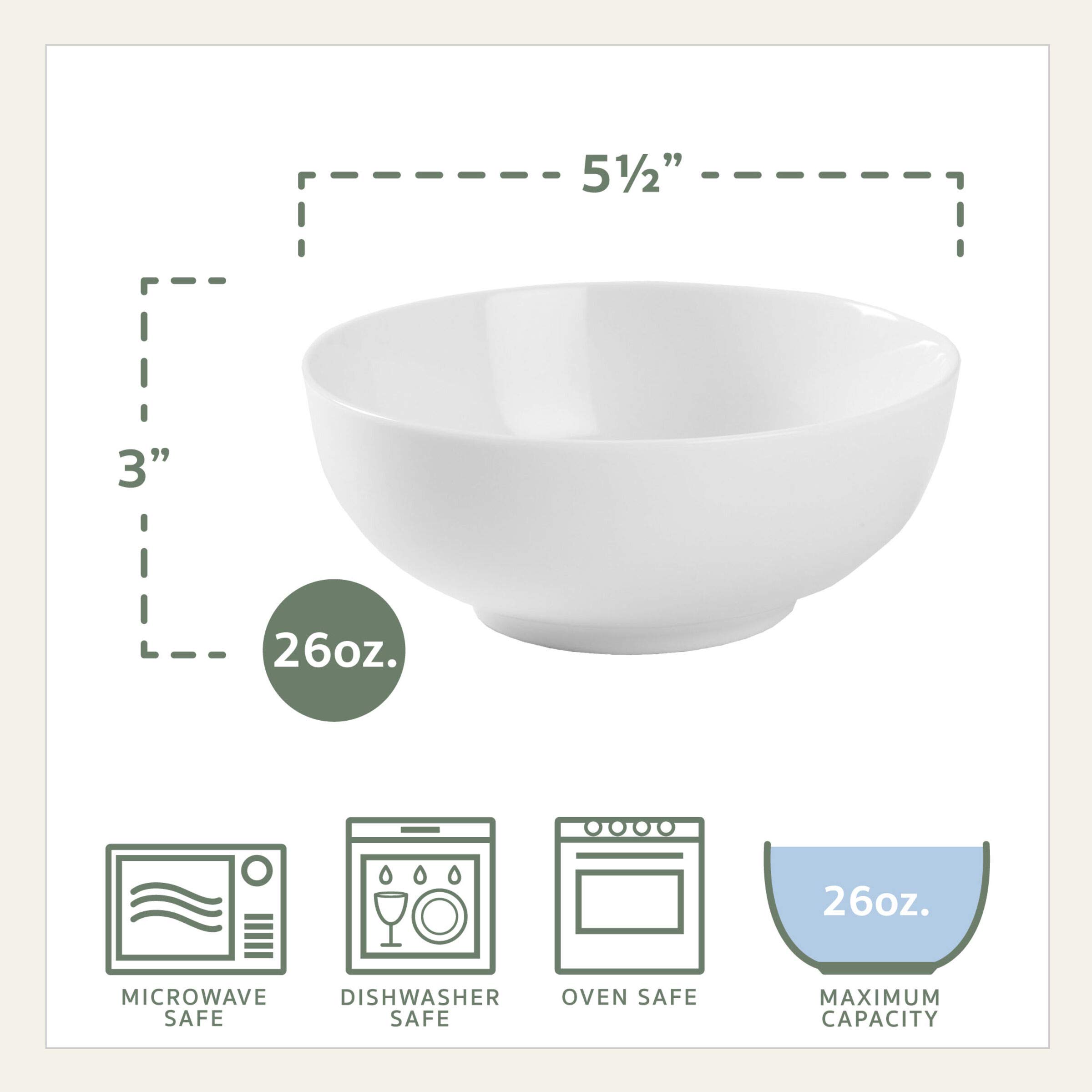 Everyday White by Fitz and Floyd Beaded 26 Ounce Porcelain Soup Cereal Bowls, Set of 4
