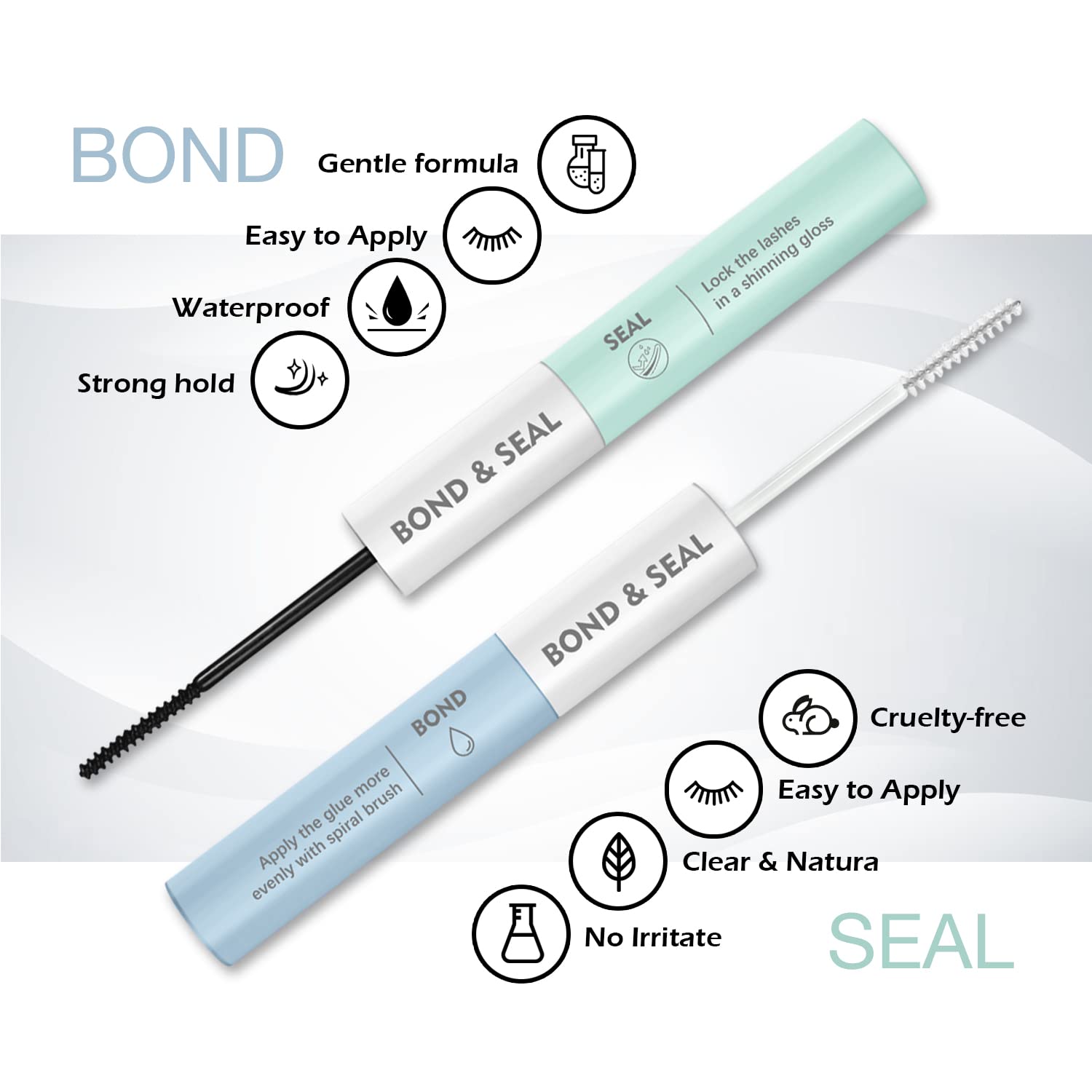 FLOMAZE Lash Bond and Seal DIY Eyelash Extension Glue Super Strong Hold Eyelash Adhesive Sensitive Waterproof, Gentle Formula