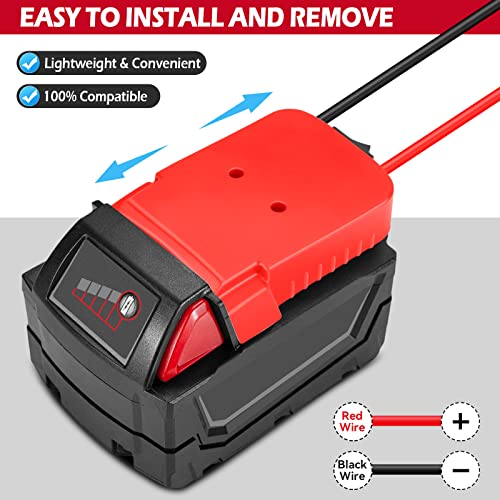 Ecarke 1 Pcs Upgrade for Power Wheels Adapter for Milwaukee M18 Battery 18v DIY Battery Dock Power Connector for RC Toy Car Truck 12 Gauge Robotic(with Wire Terminals & 30A Fuse & Switch)
