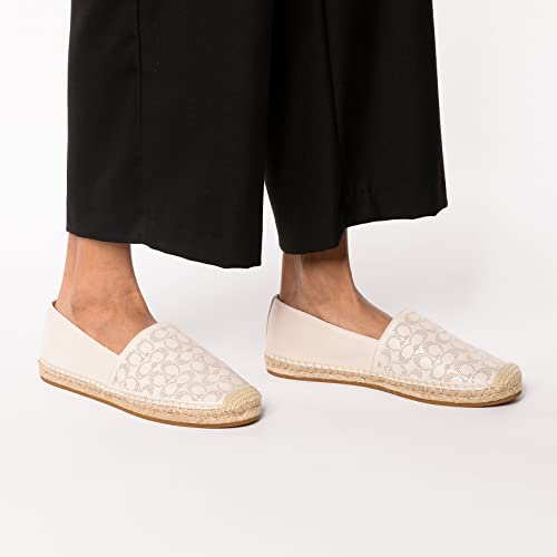 Coach Women's Carley Leather Espadrille Loafers Chalk 9 B - Medium