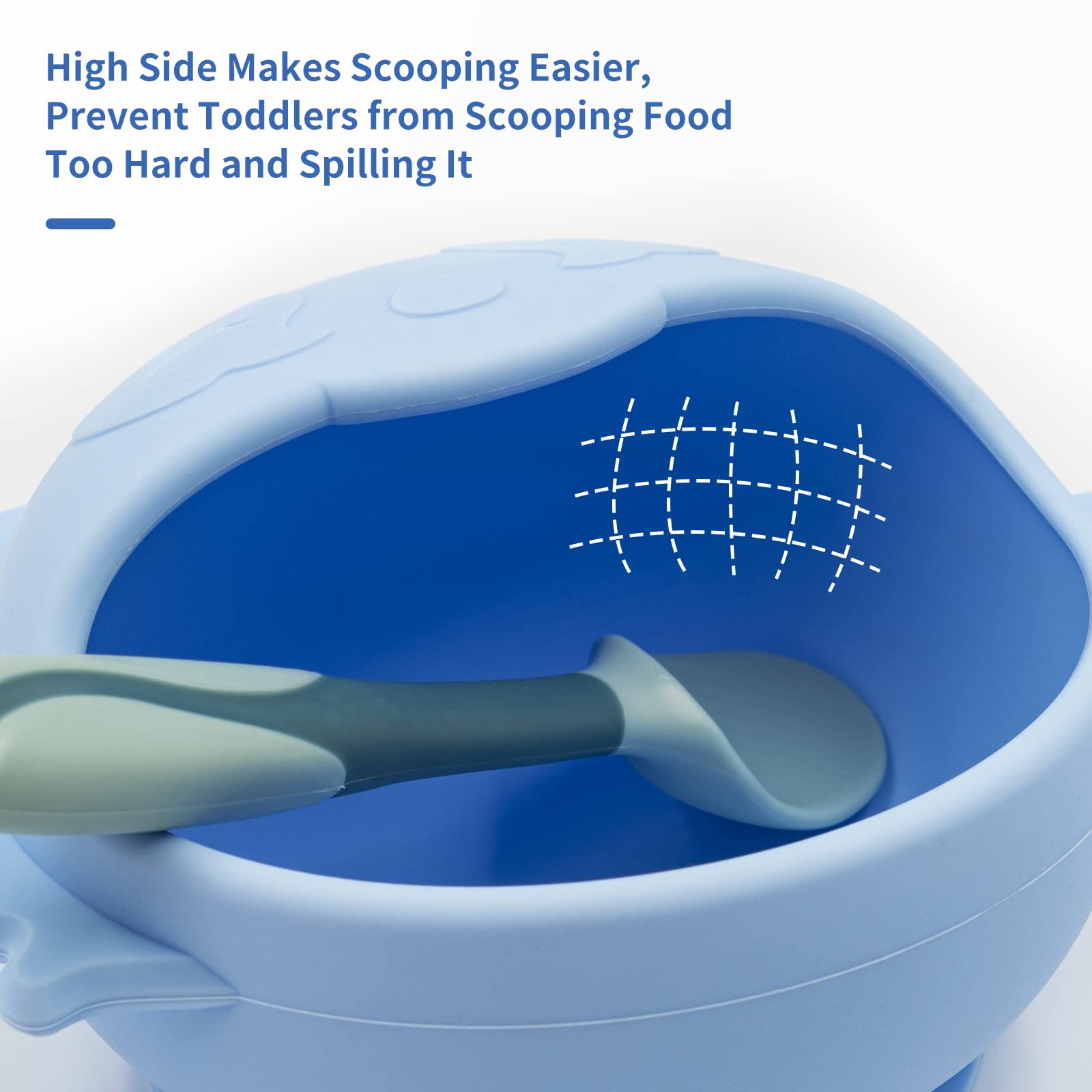CUAIBB Suction Plates for Baby, 100% Food-Grade Silicone Toddler Plates, BPA Free Divided Plate Slip Resistant, Microwave & Dishwasher Safe (With Silicone Straw, Silicone Spoon and Fork