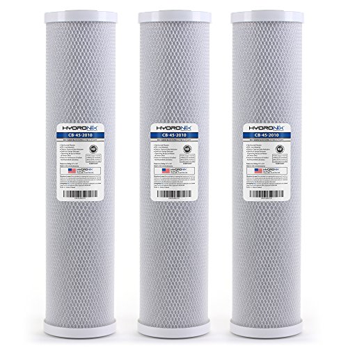 Hydronix HX-CB-45-2010/3 Whole House, Commercial & Industrial NSF Coconut Carbon Block Water Filter, 4.5" x 20"-10 Micron, 20 inches, White
