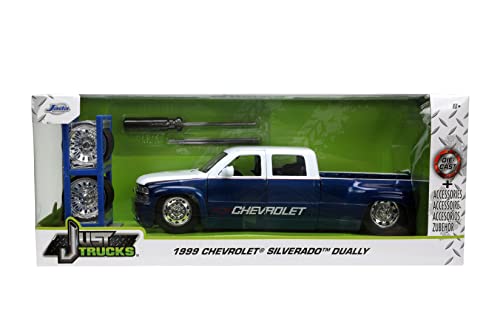 Jada Toys Just Trucks 1:24 1999 Chevy Silverado Dually Die-cast Car with Tire Rack, Toys for Kids and Adults