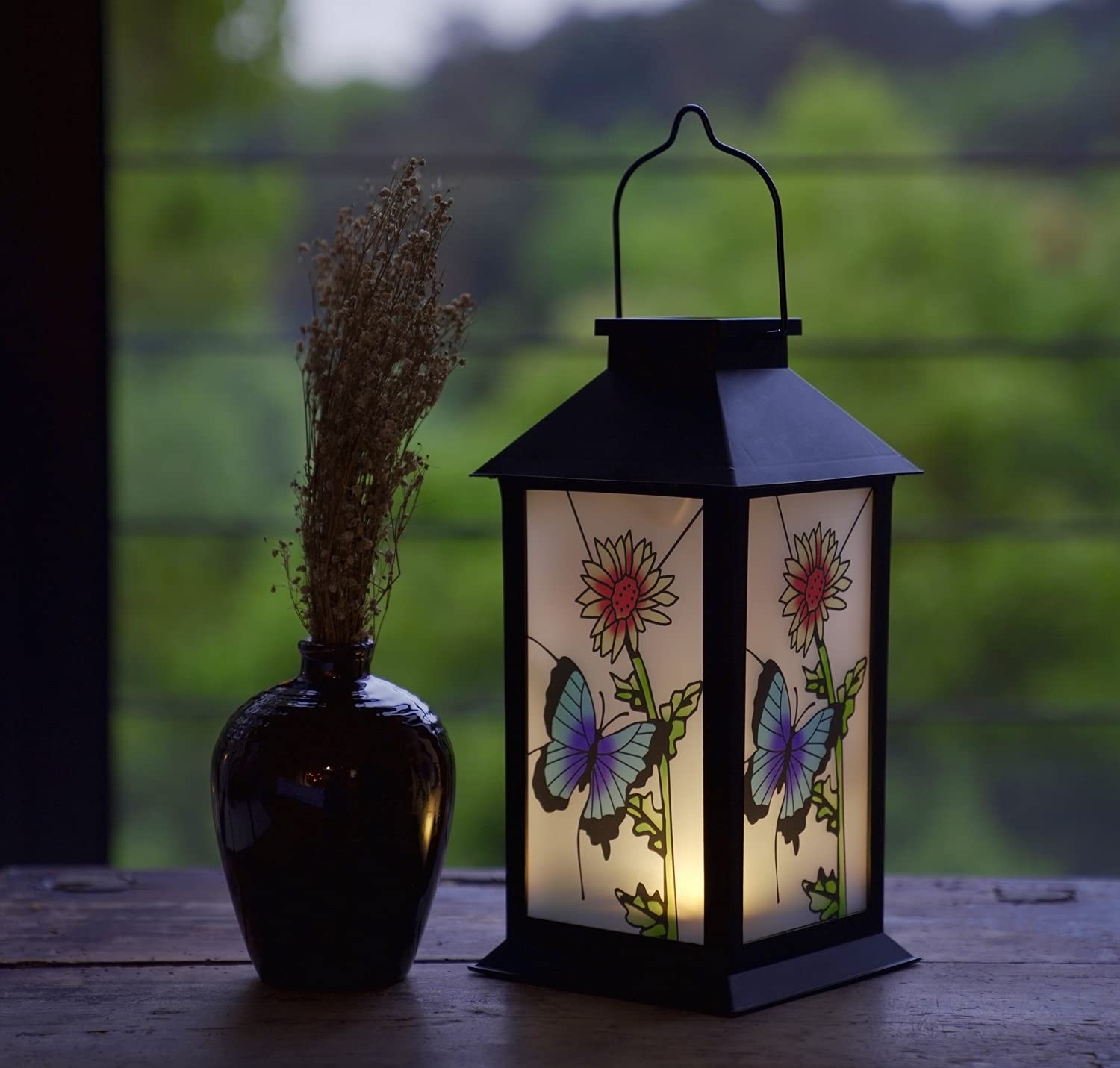 Solar Lanterns Outdoor Hanging Solar Lights Decorative for Garden Patio Porch and Tabletop Decorations. (Butterfly)