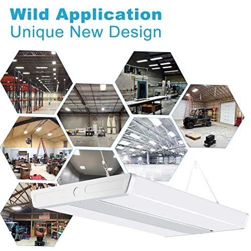 Lightdot 2 Pack LED High Bay Shop Light, 2FT (Large Area Illumination) 150W 21500LM [Eqv.600W MH/HPS] 5000K Daylight Linear Hanging Light for Warehouse, Energy Saving Upto 5600KW*2/5Yrs(5Hrs/Day)
