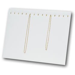 White Leather Jewelry Necklace/Chain Display Board ~ 15 Hooks