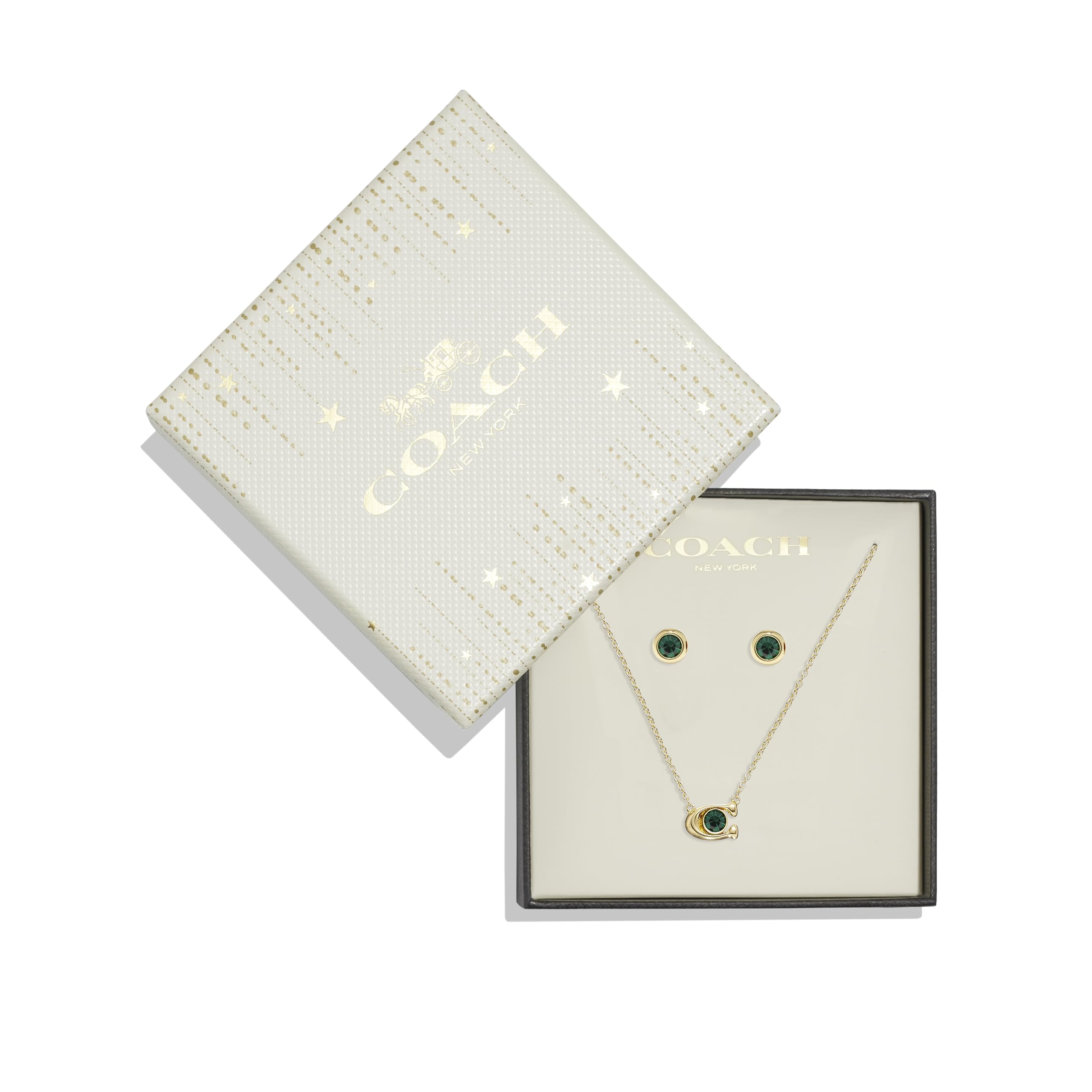 Coach Women's Signature C Gemstone Earring and Necklace Set