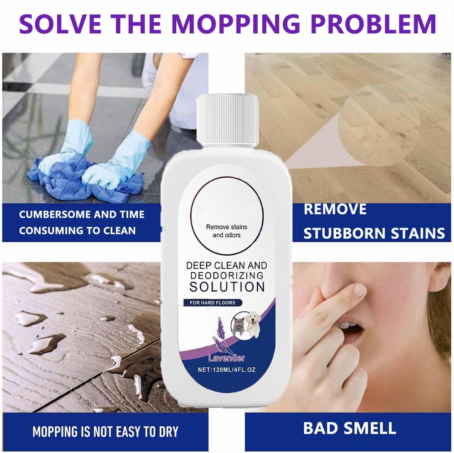 Floor Cleaning solution,Multi-Surface Floor Cleaning Solution,Household Floor Cleaner, Floor Cleaning Liquid for All-Robot Vacuum Cleaner with Mop and Cordless Wet-Dry Vacuum Cleaner(120ml) 