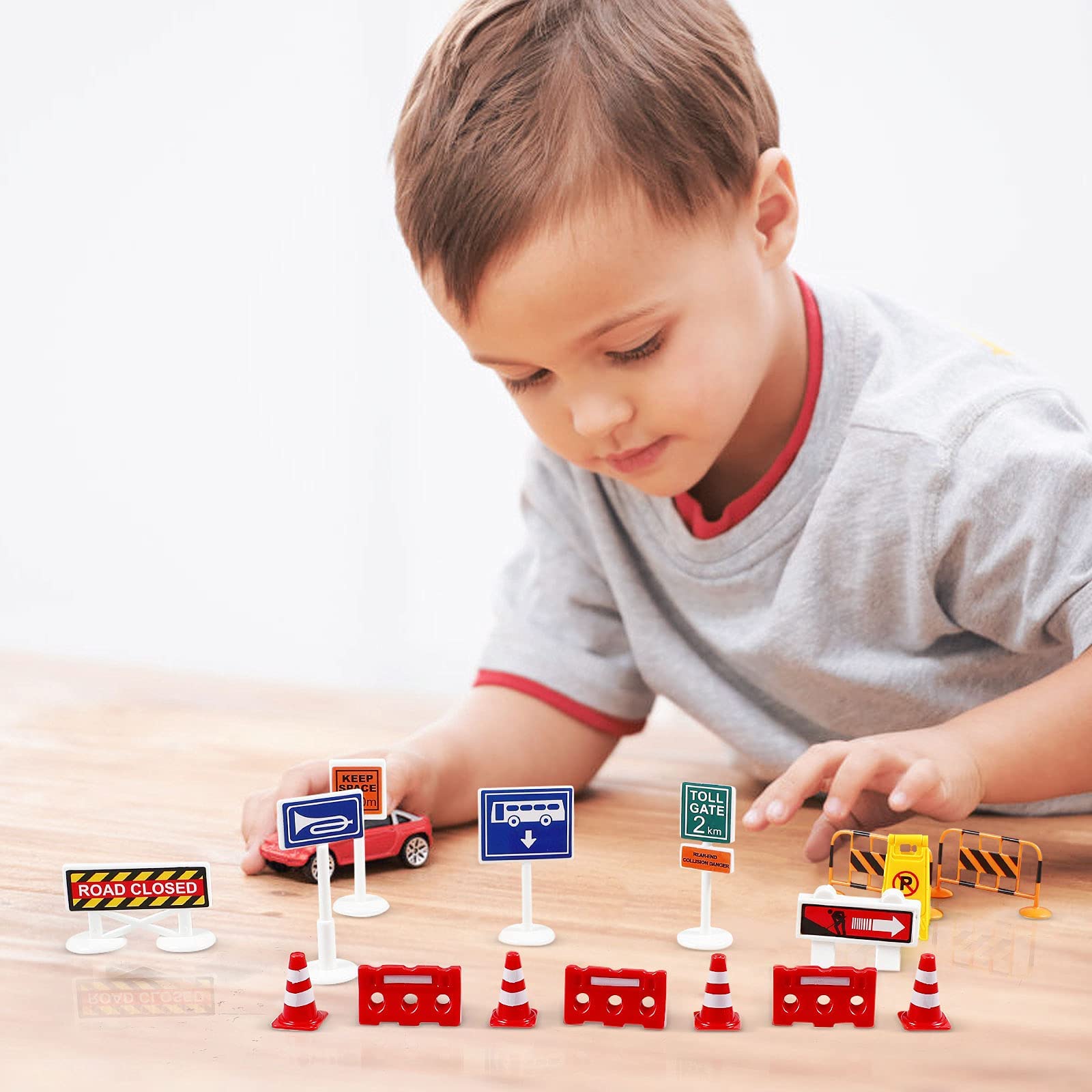 TOYANDONA 1 Set Play Traffic Signs, Street Signs Playset for Kids