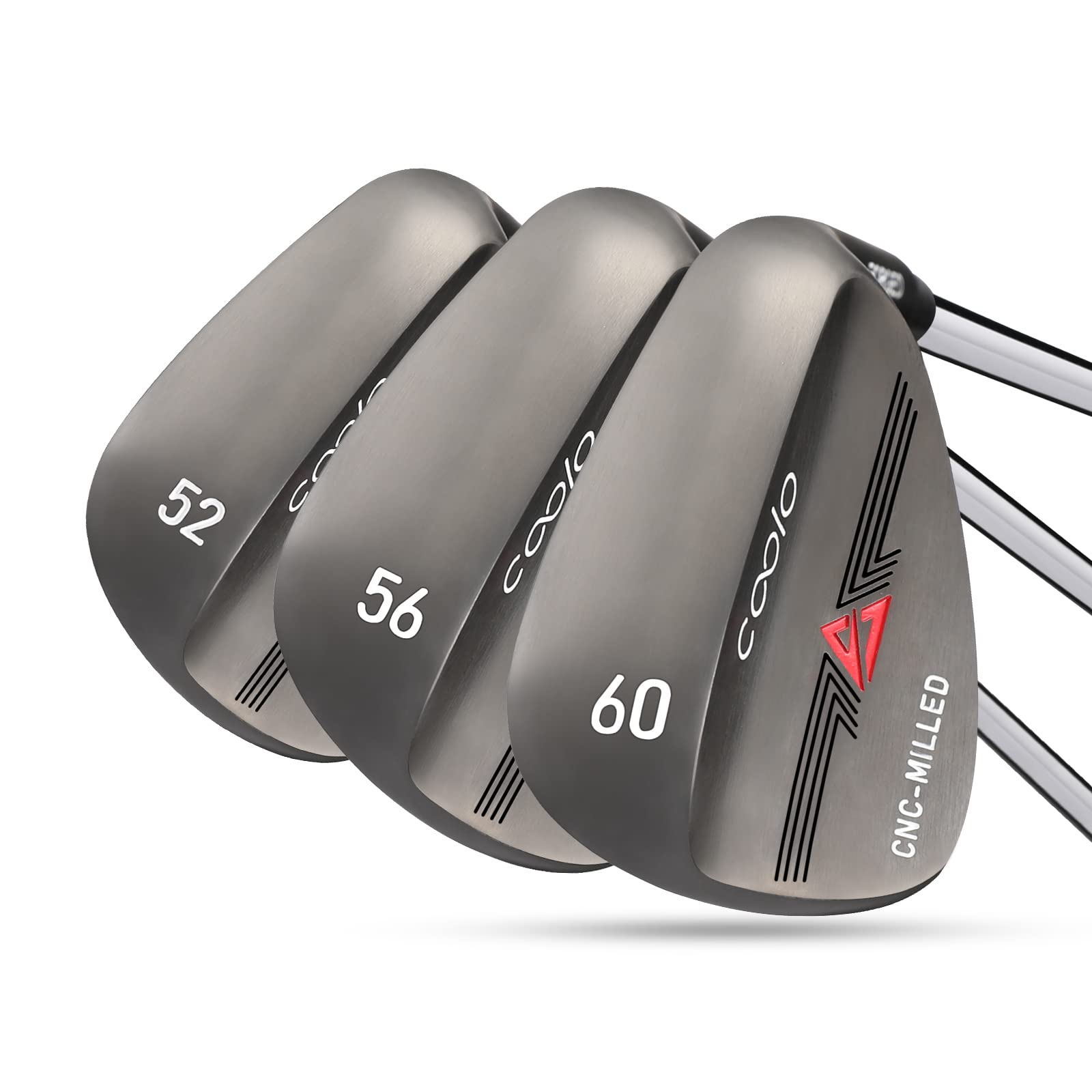 COOLO Milled Golf Wedges for High and Mid Handicappers, Men Right Handed, 52/56/60 Degree(52/56/60 Set, Black Satin)