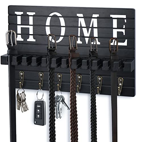 FTUREERA Belt Hanger, Belt Organizer with Hooks Wall Mount, Belt Holder Rack for Men/Women Closet