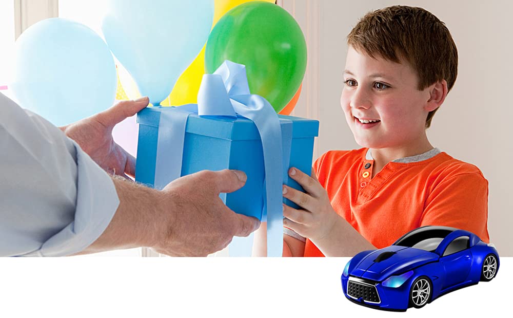 Sport Car Shape Mouse 2.4GHz Wireless Optical Gaming Mice 3 Buttons DPI 1600 Mouse for PC Laptop Computer (Blue)