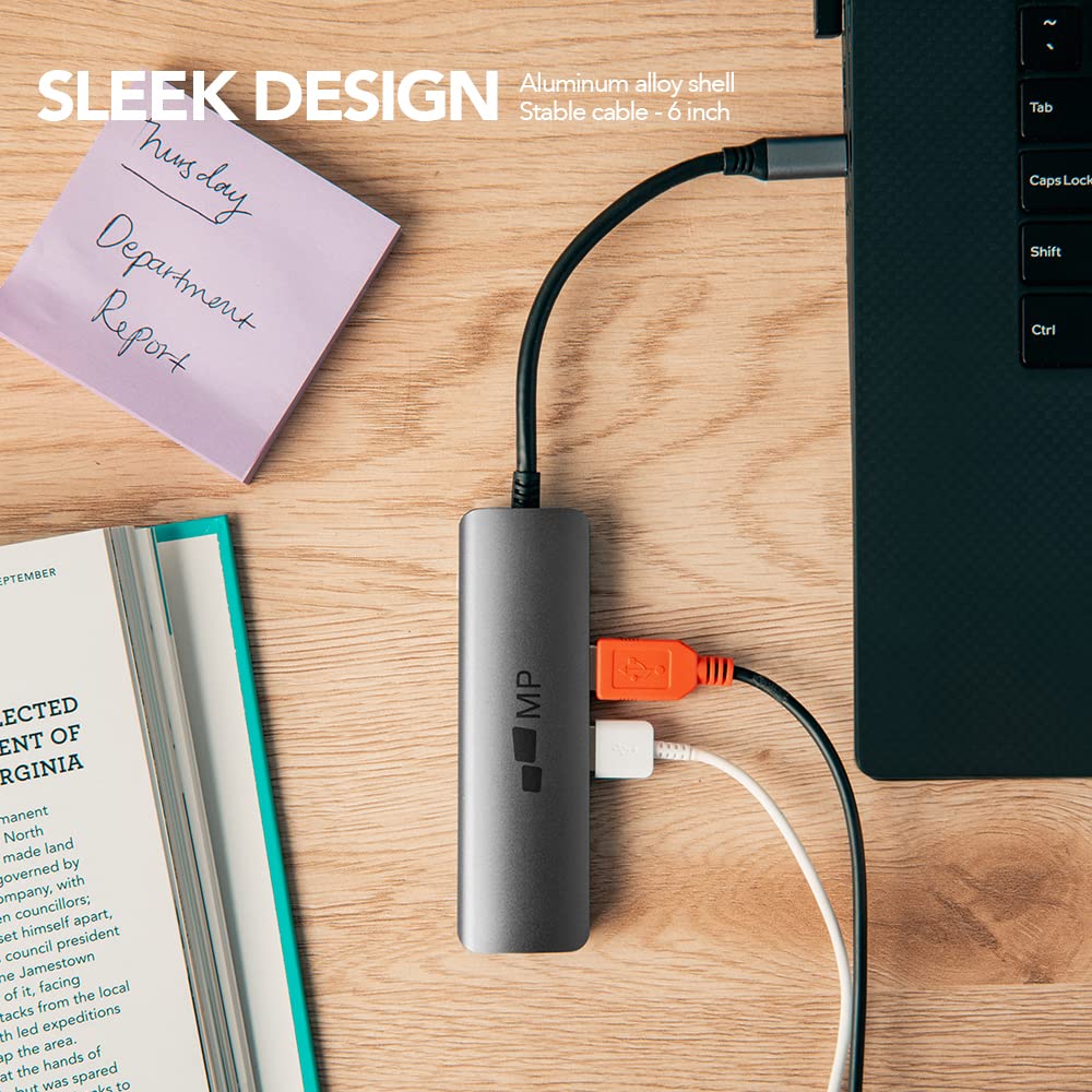 Duex Plus Combo with 5-in-1 USB C Hub, Mobile Pixels Portable Monitor 13.3" Full HD IPS Dual Monitor for laptops, USB C/USB A Plug and Play (1 Plus w/Kickstand and 1* Hub)