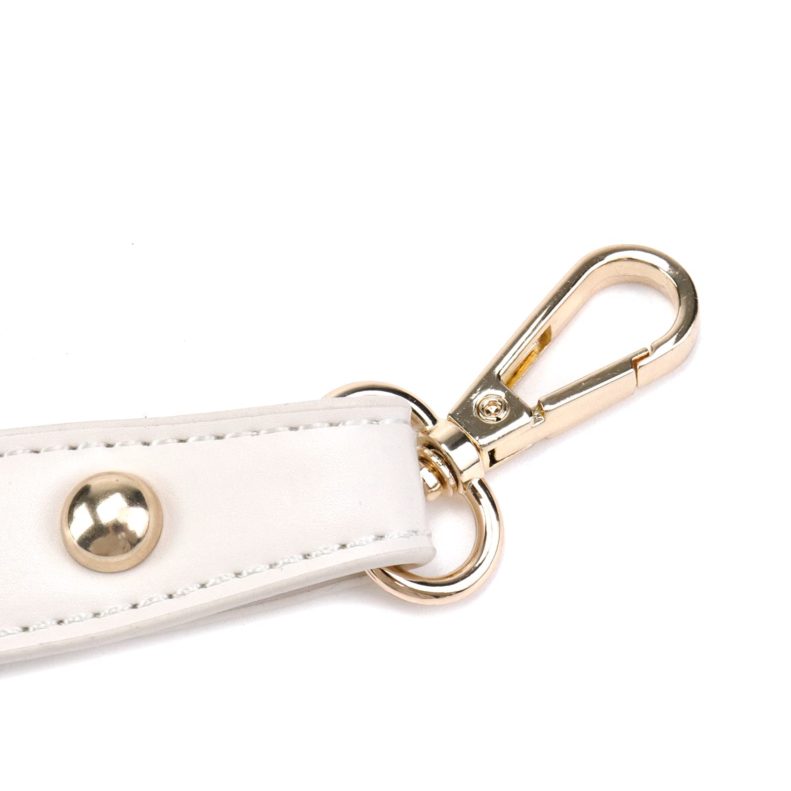 Crapyt L11.02" Bag Chain with PU Leather Strap White Wrap Replacement for Purse/Handbag/Bag Elegant Stylish 4 Pack Replacement with Zinc-Alloy Buckle