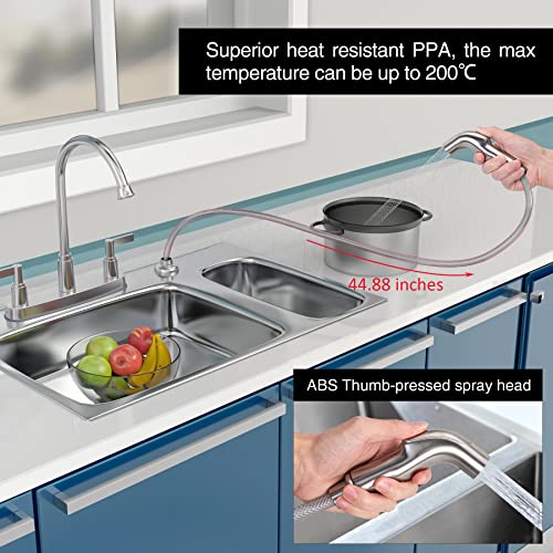 GOWIN Brushed Nickel Kitchen Faucet with Side Sprayer,2 Handle Kitchen Sink Faucet,Kitchen Faucets for Sink 3 Hole or 4 Hole,High Arc Stainless Steel 8 Inch Centerset Kitchen Faucet