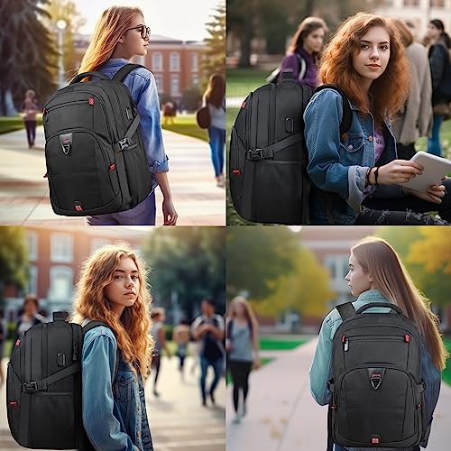 HZENPPOR Travel Backpack for Men, Large Backpack for Men, 50L Laptop Backpacks, Anti Theft XL Extra Big Mens Large Backpack 17.3 Inch Women Men Airline Approved College Bussiness BackPack