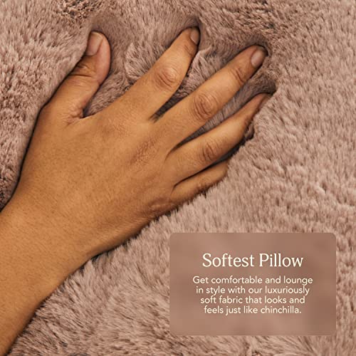UnHide Squish - Faux Fur Pillow - Extra Soft Throw Pillow - Square Shaped Pillow, Polyester Fill - Machine Washable - Perfect for Living Room, Bedroom, or Guest Room - 20โ x 20โ - Silver Lynx