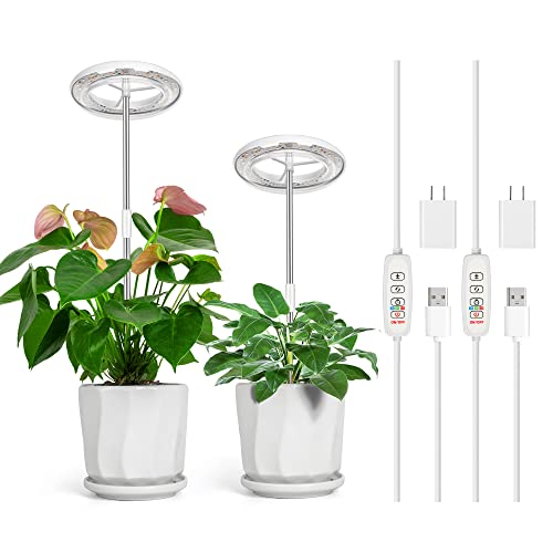 eWonLife Grow Lights for Indoor Plants, Plant Lamp Full Spectrum for Growing, 2 Pack, Height Adjustable with 3/9/12H Auto Timer, 3 Spectrum Modes with 72 LEDs