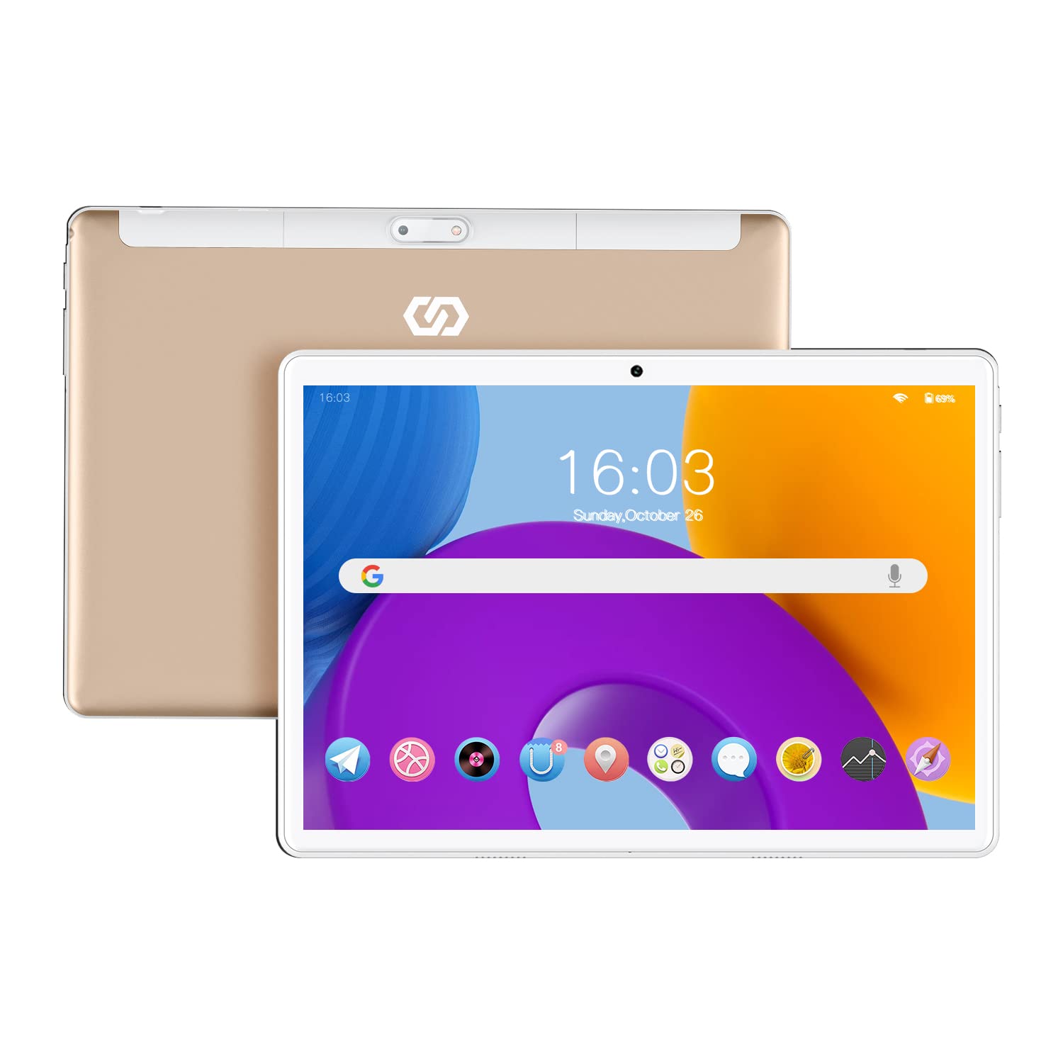 DUODUOGO Android Tablet 10.1 inch 32GB 8-Core 8000mAh 1920 * 1200 HD Tablets, 128GB Expand,Dual Camera,Dual 4G Cellular Tablet,FM,GPS with WiFi Bluetooth GMS Tabletas