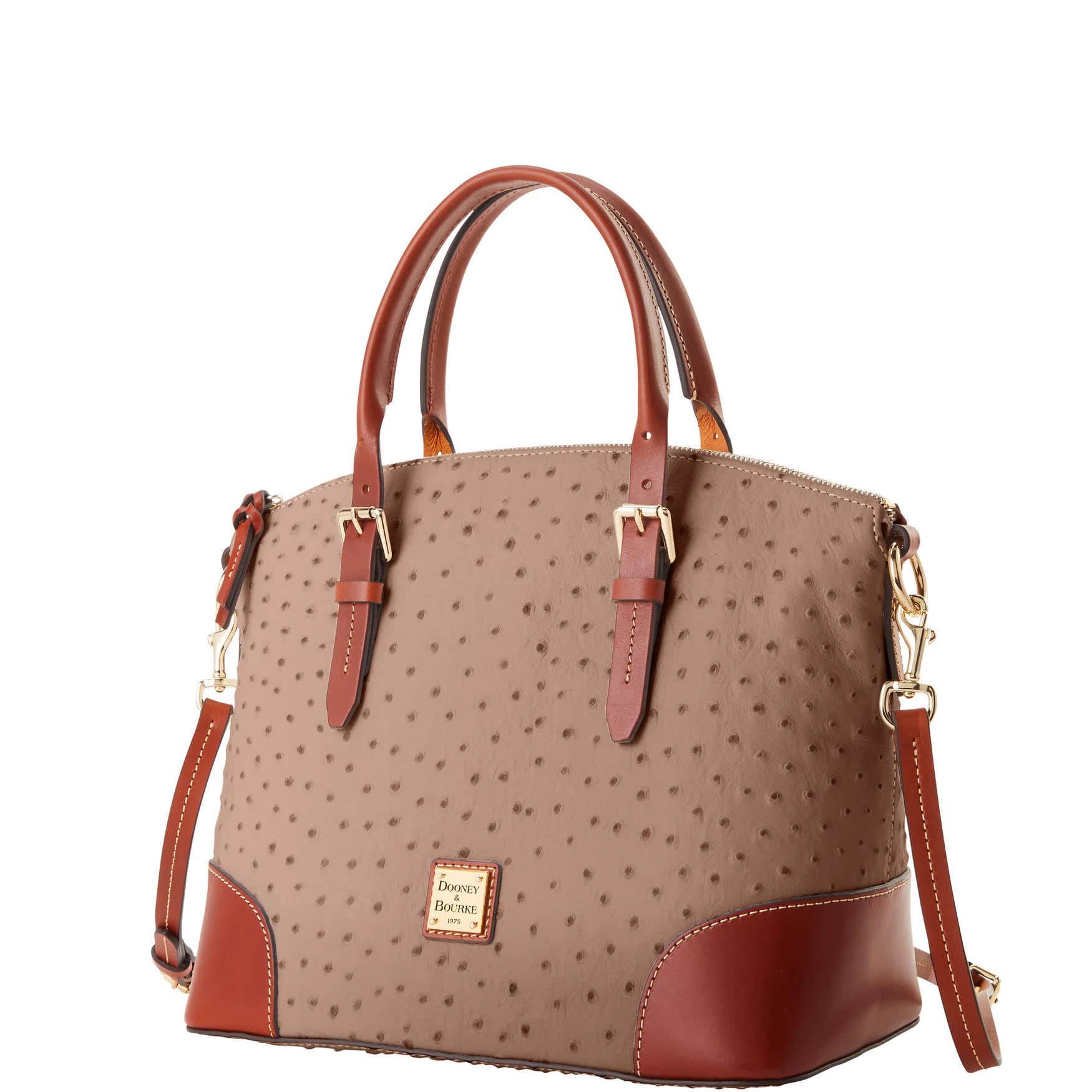 Dooney & Bourke Handbag, Ostrich Domed Satchel - Light Taupe