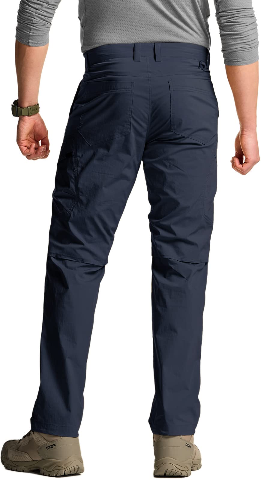 CQR Men's Cool Dry Tactical Pants, Water Resistant Outdoor Pants, Lightweight Stretch Cargo/Straight Work Hiking Pants, Runyon Cargo Navy, 34W x 30L