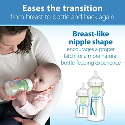 Dr. Brown's Natural Flow Level 2 Wide-Neck Baby Bottle Silicone Nipple, Medium Flow, 3m+, 100% Silicone Bottle Nipple, count 6 (Pack of 1)